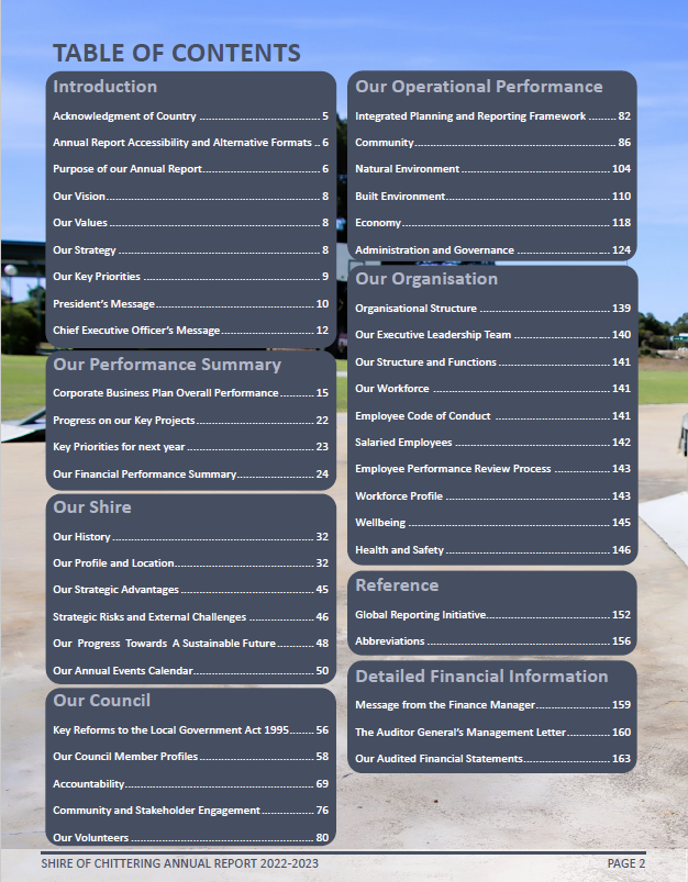Annual Report » Shire of Chittering